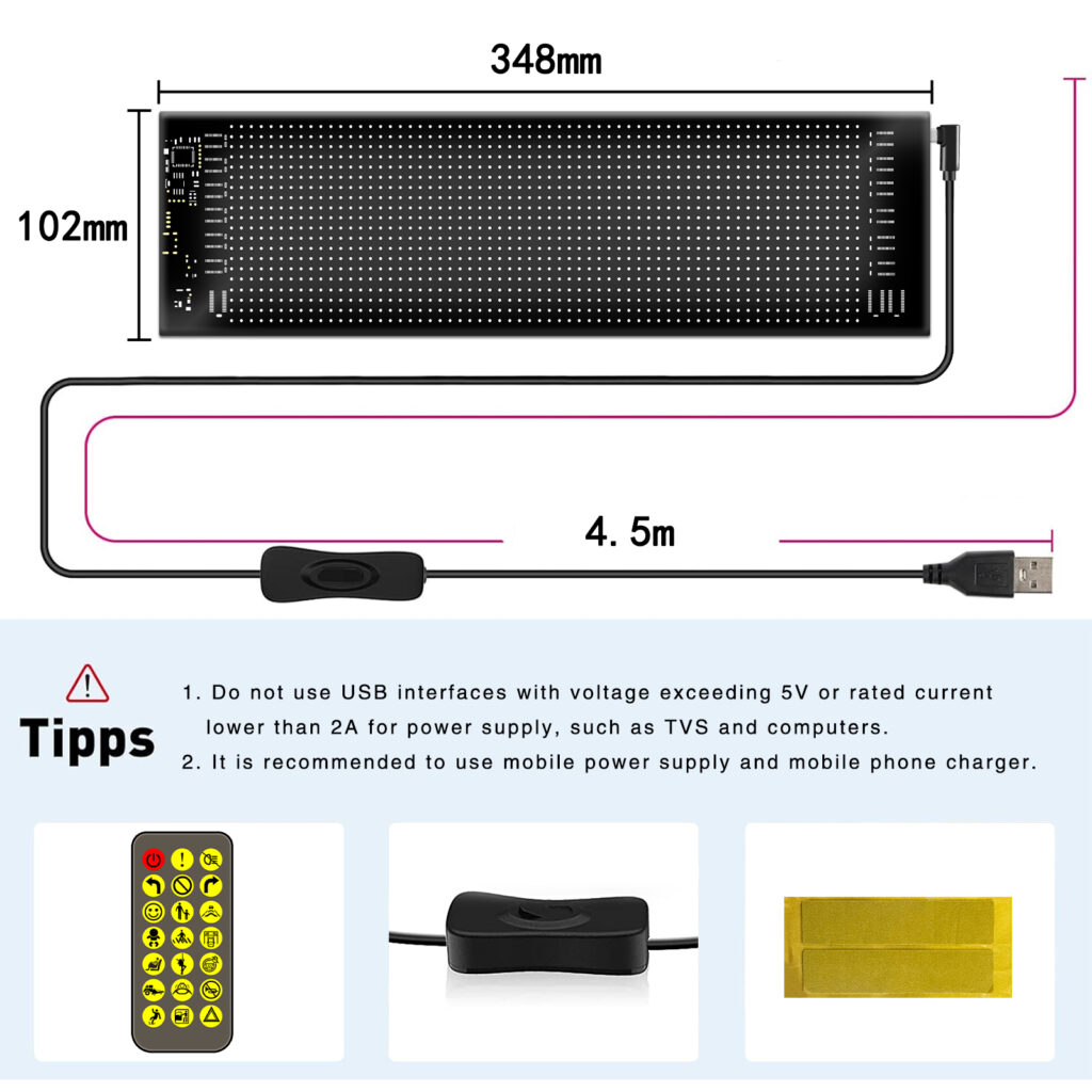 20×64 Pixels RGB Programmable LED Matrix Panel – Shine Lighting ...